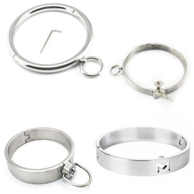 Bondage Locking Neck Collar Metal Steel Choker BDSM Slave for Restraint ...