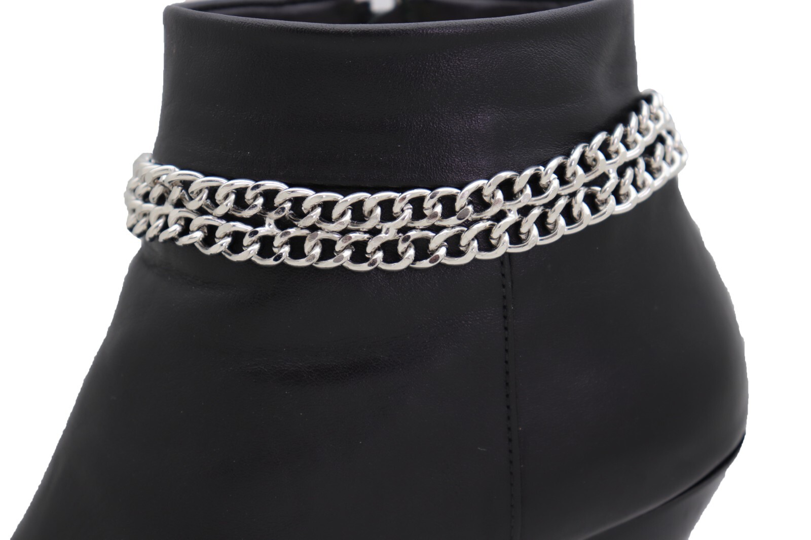 Women Silver Metal Chain Double Strand Boot Bracelet Anklet Shoe ...
