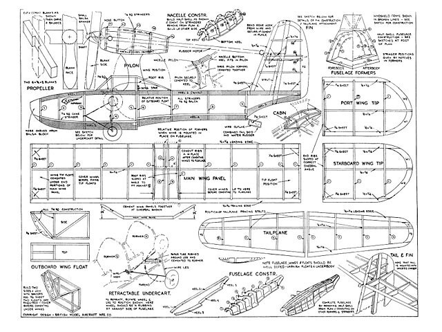 Amphibian Rubber Seaplane 25" Wing RC Model Airplane Printed Plans ...