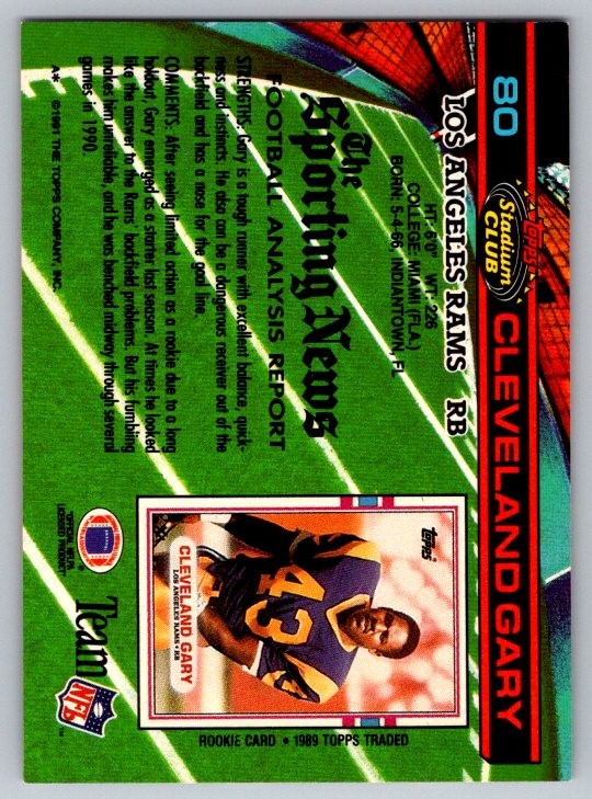 1991 Cleveland Gary #80 Los Angeles Rams | eBay