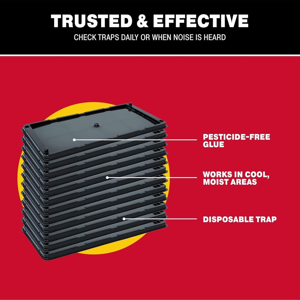 Rat, Snake and Mouse Traps 12Pk, Large Bulk Glue Rat Traps for Home ...