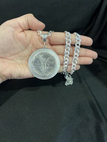 925 Sterling Silver Bezel & 1 Oz Libertad Moneda Coin CENTENARIO Curb ...