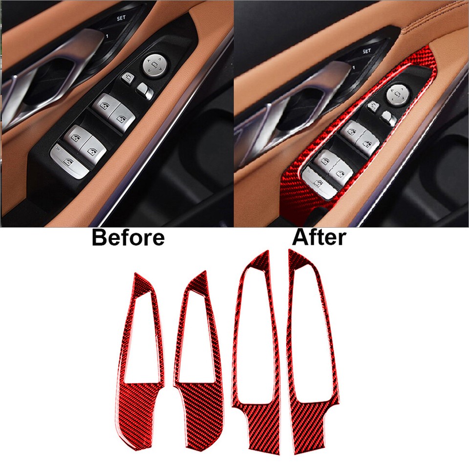 Red Carbon Fiber Interior Full Kit Cover Trim For BMW 3 Series G20 G28 ...