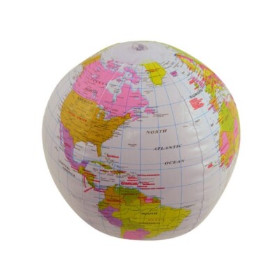 Inflatable Blow Up Globe 40CM Earth Atlas Ball Map World Geography ...
