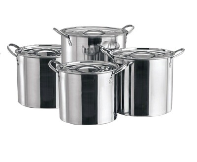 4Pc Stainless Steel Stockpot Set Polished Catering Cooking Pots Soup ...