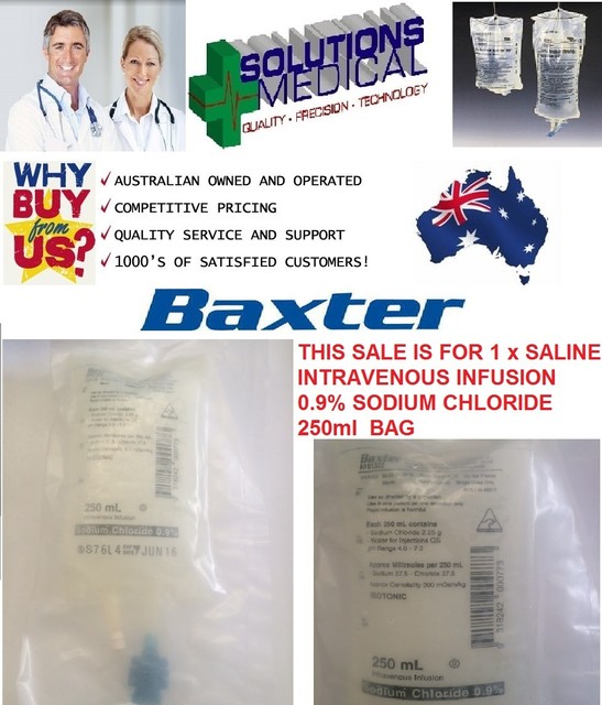 250mL Sodium Chloride 0.9 Saline Intravenous Baxter Bag for sale online ...
