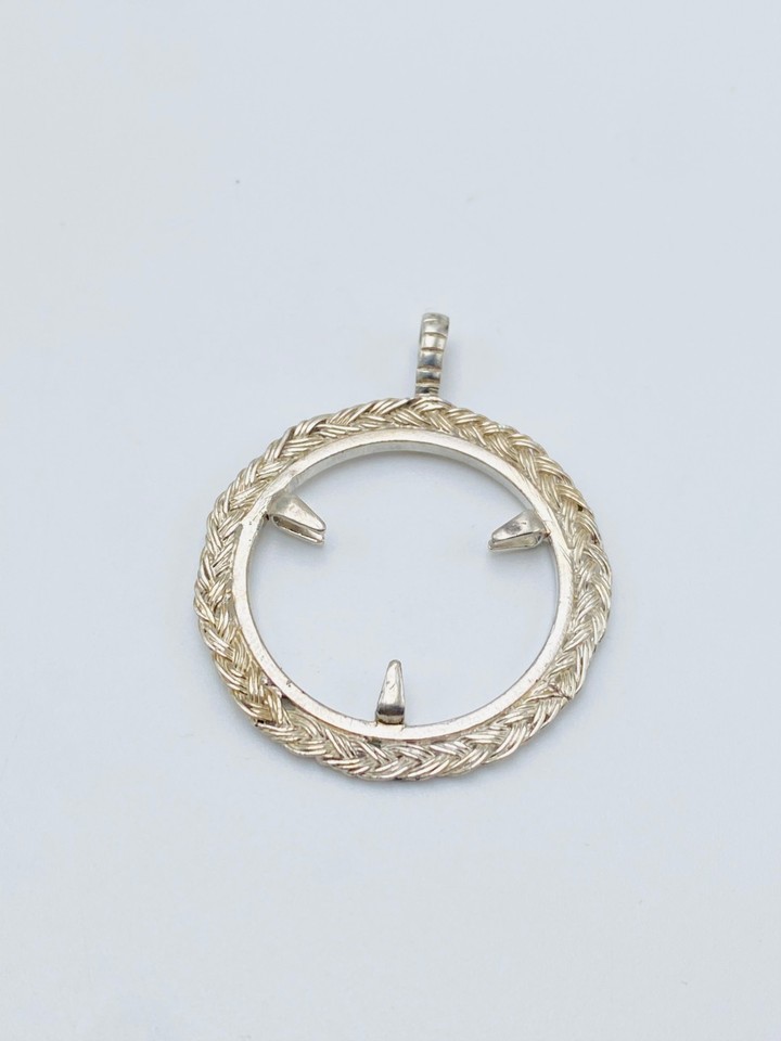 925 Solid Sterling Silver Round Pendant Blank Bezel Holder Coin ...