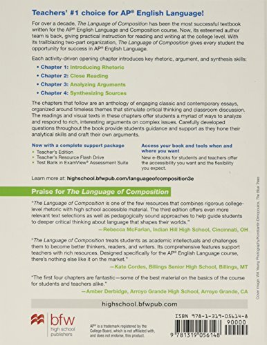 The Language of Composition Reading Writing Rhetoric 9781319056148 | eBay