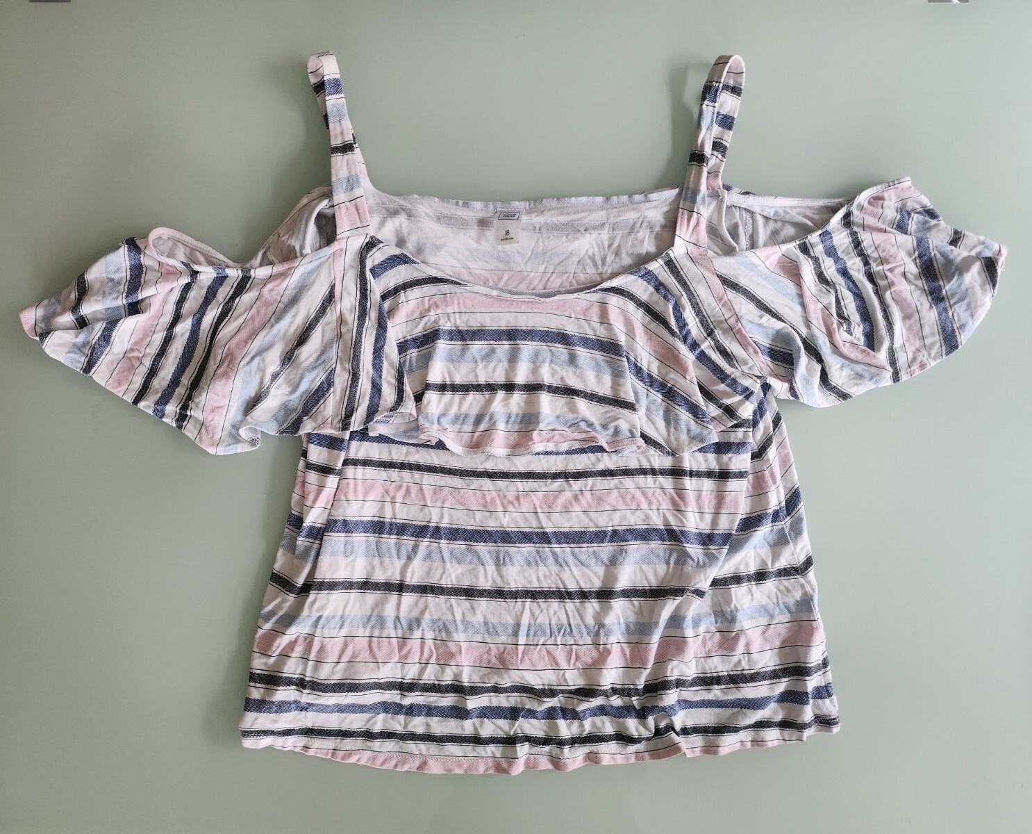 Kmart Plus Size Cold Shoulder Blue White Pink Charcoal Top Blouse Size ...