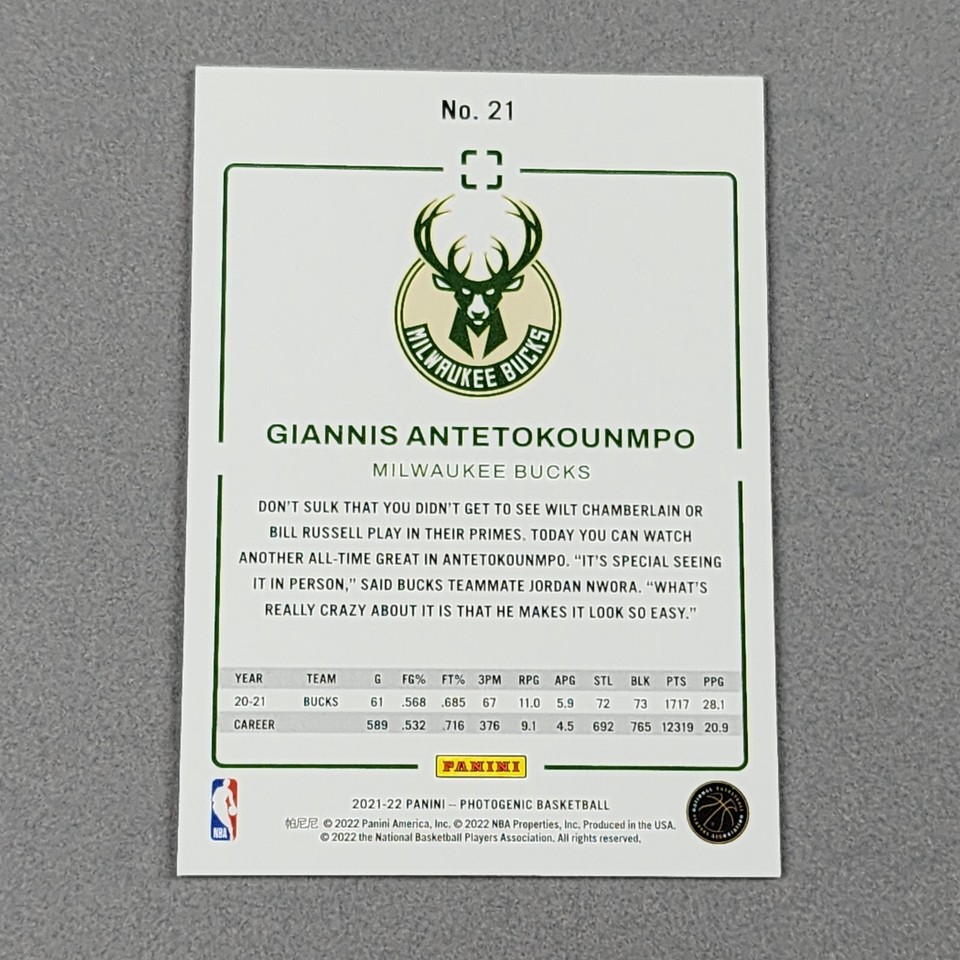 2021-22 Panini Photogenic #21 Giannis Antetokounmpo Milwaukee Bucks ...