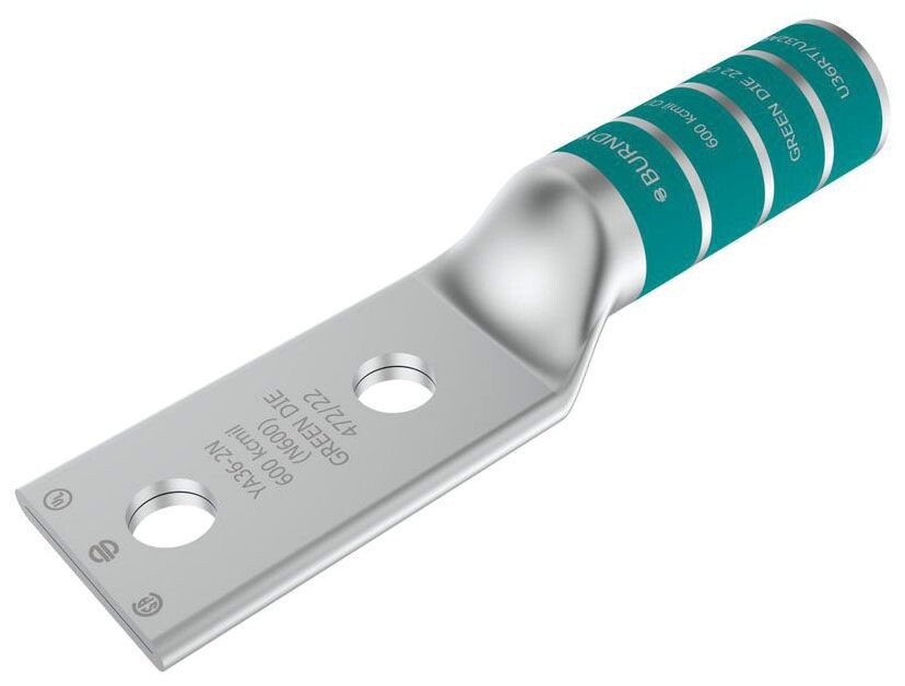 Burndy YA362N, Compression Cable Lug, 600 Cu 2-Hole Long Nema, 1 PC | eBay
