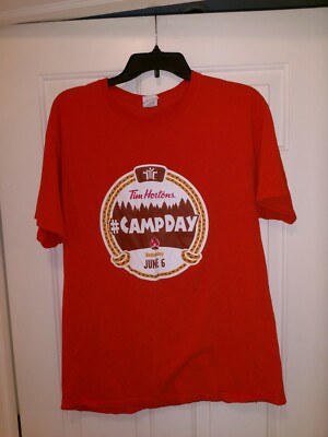 Tim Horton's Coffee Camp Day Logo T-shirt Men's Large Orange | eBay