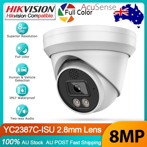 Hikvision Compatible 8MP 4K ColorVu Security IP Camera Mic Speaker ...