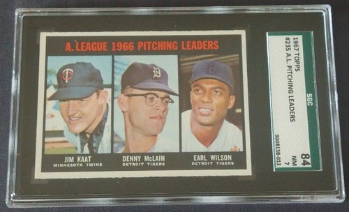 1967 Topps #235 Jim Kaat/Denny McLain/ Earl Wilson AL Pitching Leaders ...