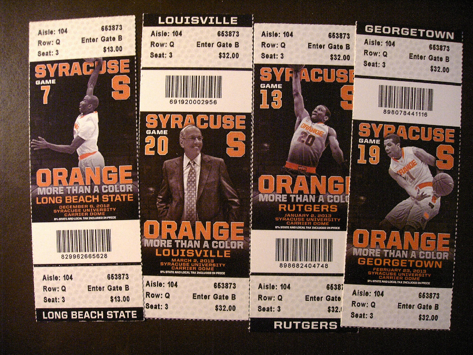 Syracuse Orange 2012-13 NCAA Men's basketball ticket stubs - One ticket ...