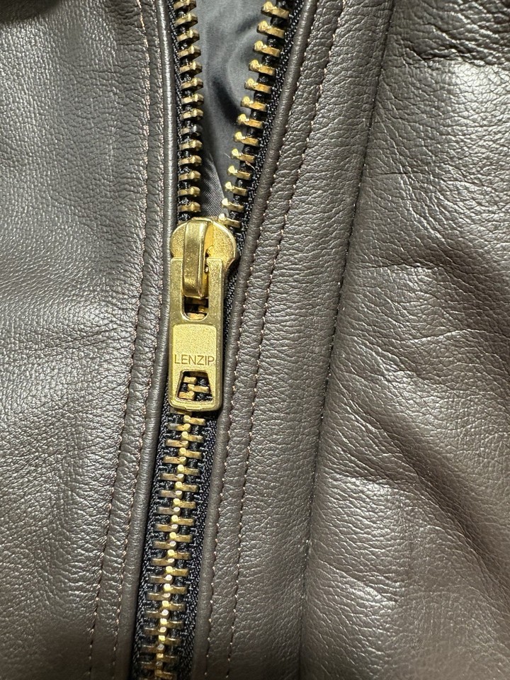 Perrone Fine Leather Pilots Flight Jacket Brown Bomber Coat LL Genuine ...
