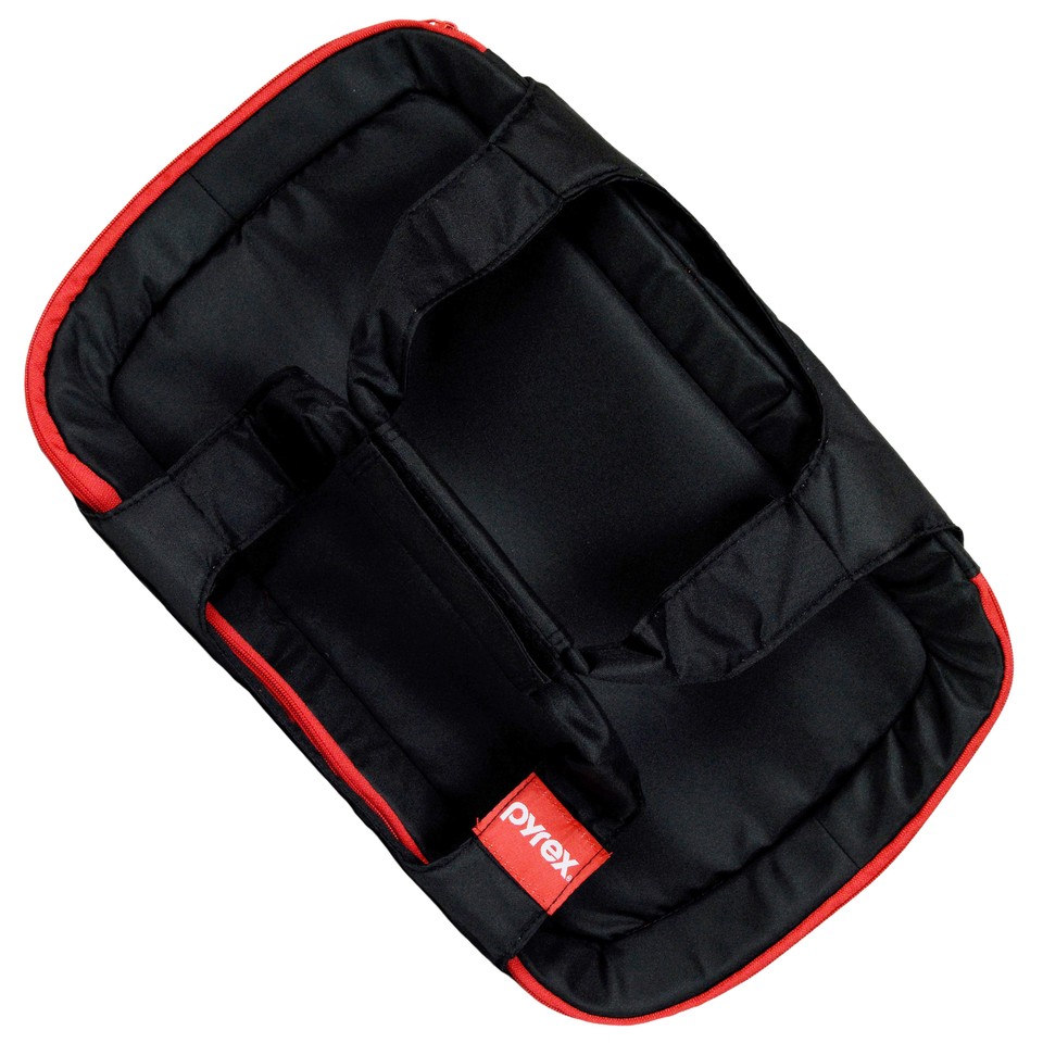 Pyrex Portable Black/Red Insulated Casserole Carry Tote for Hot/Cold ...