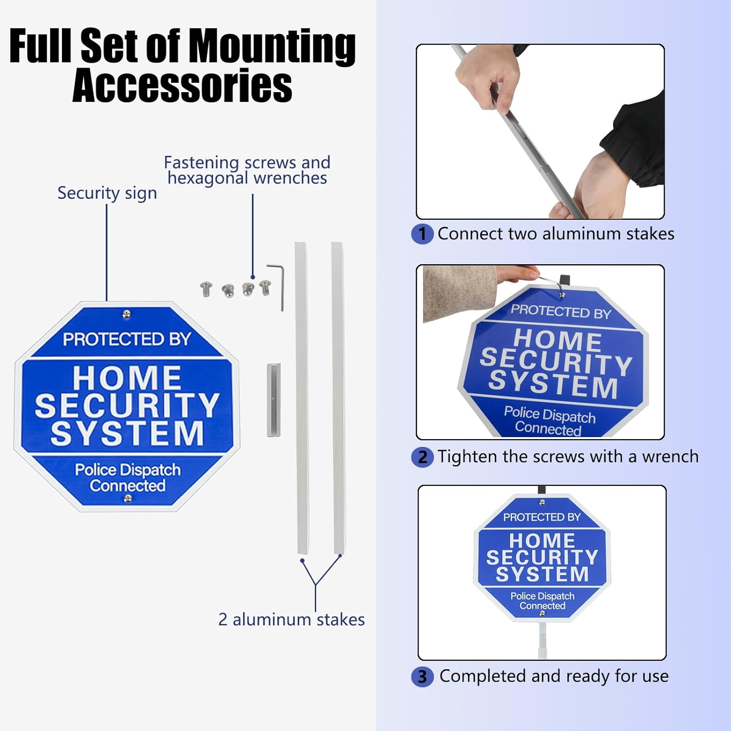 Protected by Home Security System Signs for Yard - 10" X 28" Police ...