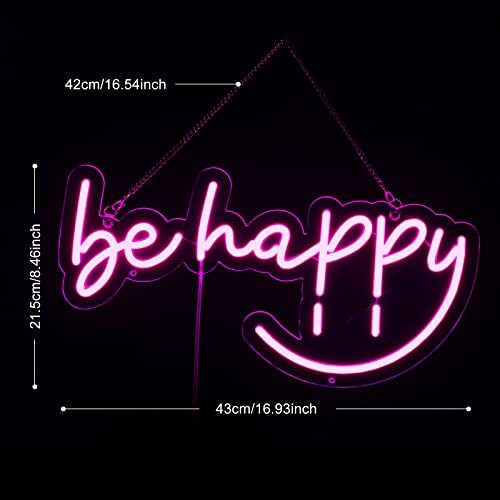 Be Happy Neon Sign Pink Neon Sign Led Light Signs Bar Neon Signs ...