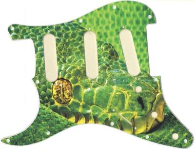 Pickguard Stratocaster Graphical LEFT HANDED to fit Fender Snake Green ...