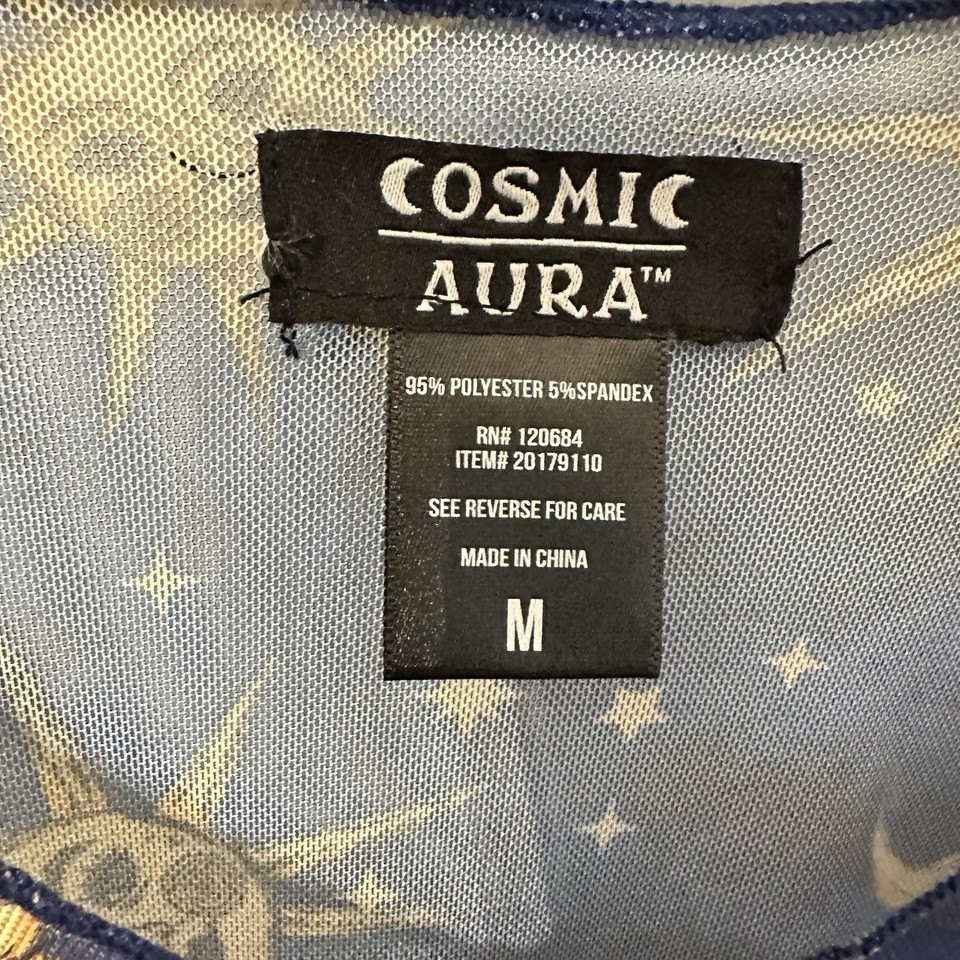 Cosmic Aura Blue Celestial Sun Moon Sheer Cardigan Bell Sleeve Medium ...