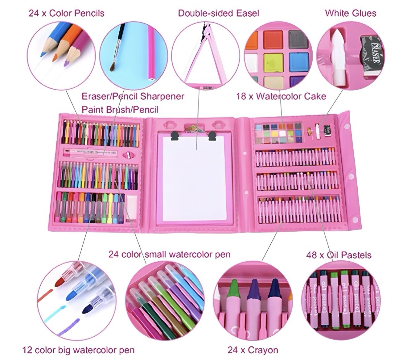 Drawing Kit 208PCS Deluxe Colouring Art Set for Kids 6-12 Draw ...