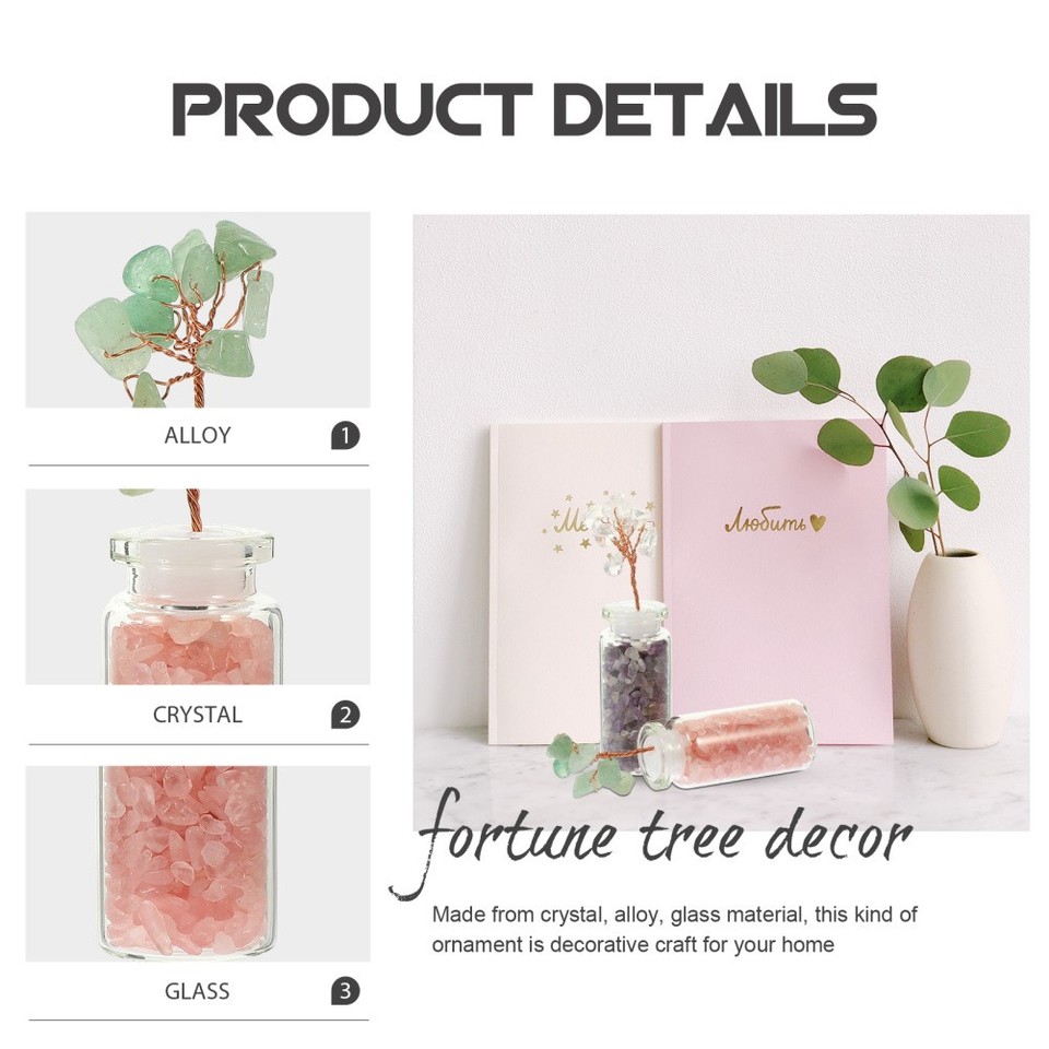 2pcs Crystal Fortune Tree Ornament Home Crystal Tree Decoration Office ...