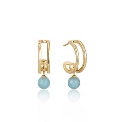 Ania Haie Orb Amazonite Stud Mini Hoop Earrings Gold-Plated Sterling Silver | eBay