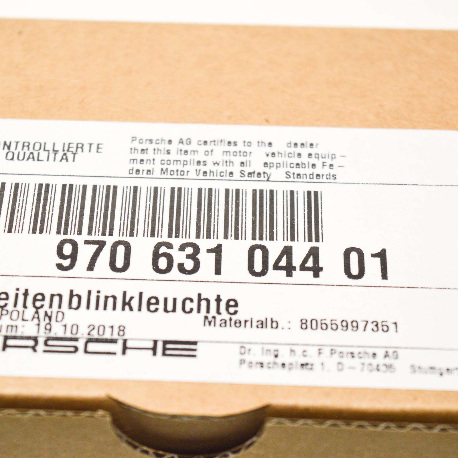 PORSCHE PANAMERA 970 Front Right Turn Light 97063104401 NEW GENUINE | eBay