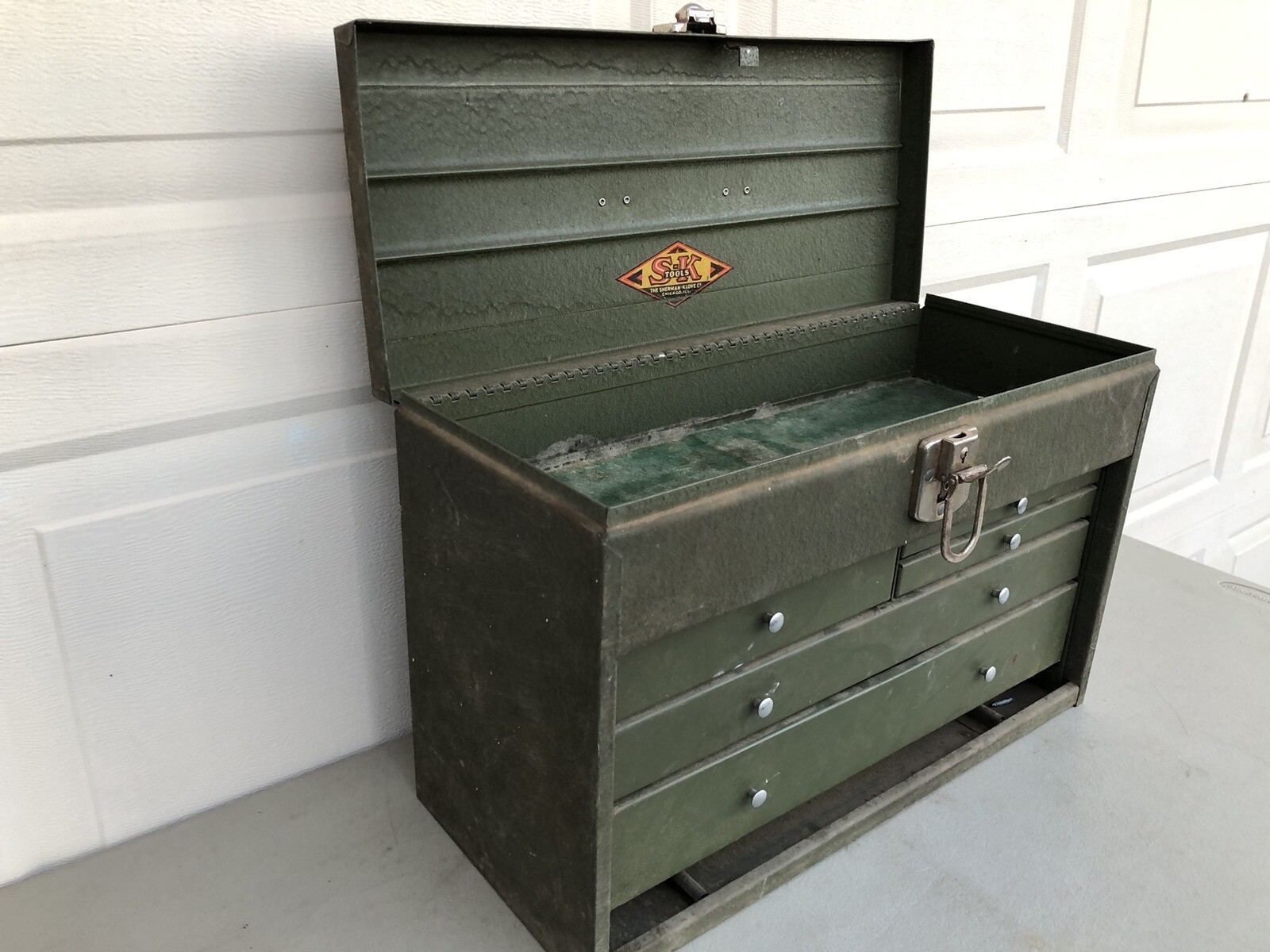 VINTAGE SK MECHANINC'S TOOL BOX STEEL BOX WITH DRAWERS | eBay