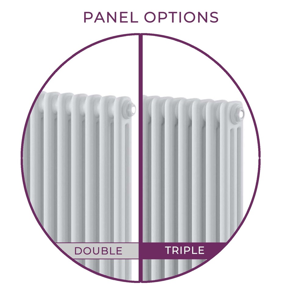 White Traditional Horizontal Radiator 3 Column Triple Panel Rad ...