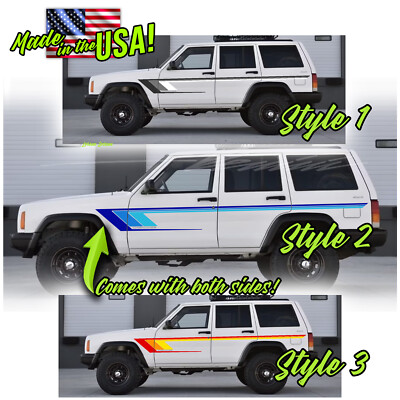 Retro Hockey Stick Racing Sides Stripes Decals Fits 1983-2001 Jeep ...
