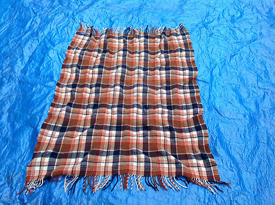Vintage Pendleton Plaid Brown/Blue Throw Blanket, 100% Virgin Wool | eBay