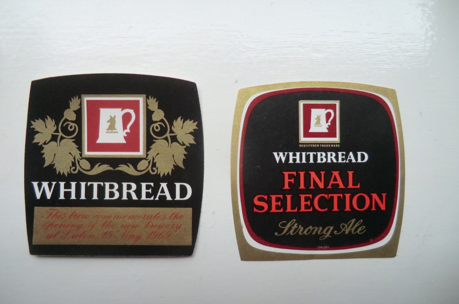MINT PAIR WHITBREAD LUTON 1969 & FINAL SELECTION BREWERY BOTTLE LABELS ...