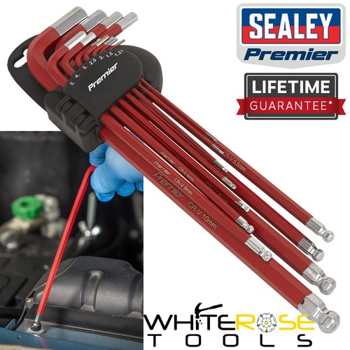 Sealey Hex Key Set Metric Anti-Slip Extra Long Allen Ball Point 1.27 ...