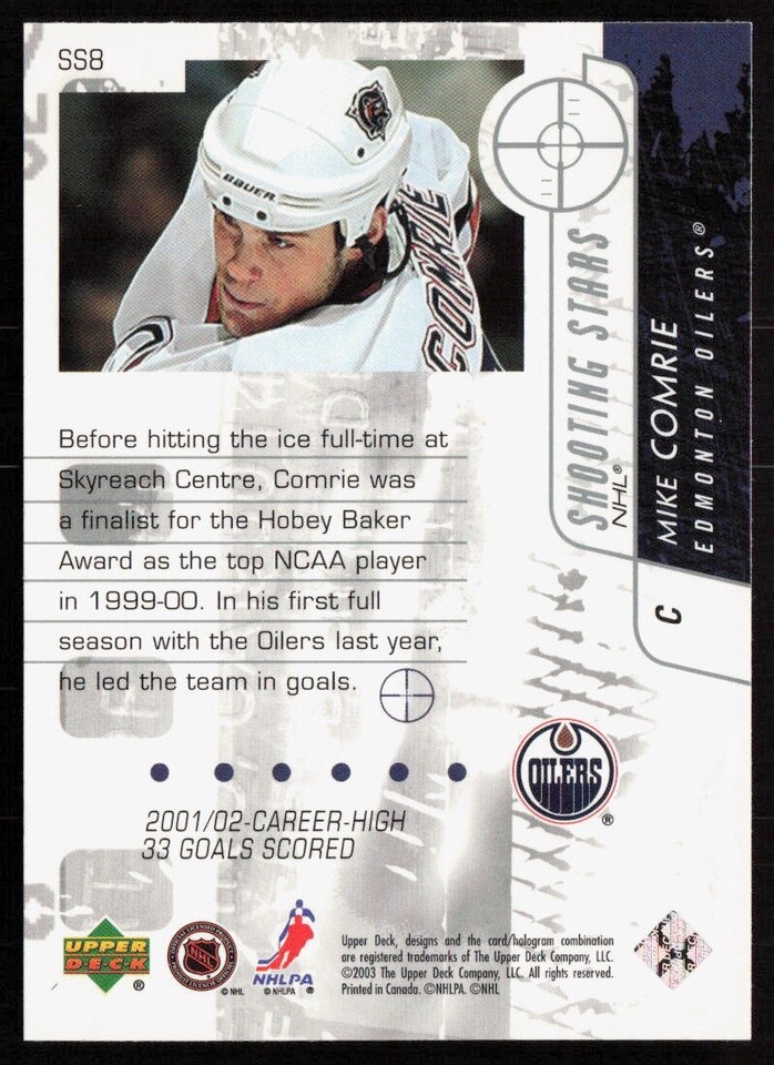 Mike Comrie 2002-03 Upper Deck Shooting Stars #SS8 - Edmonton Oilers | eBay