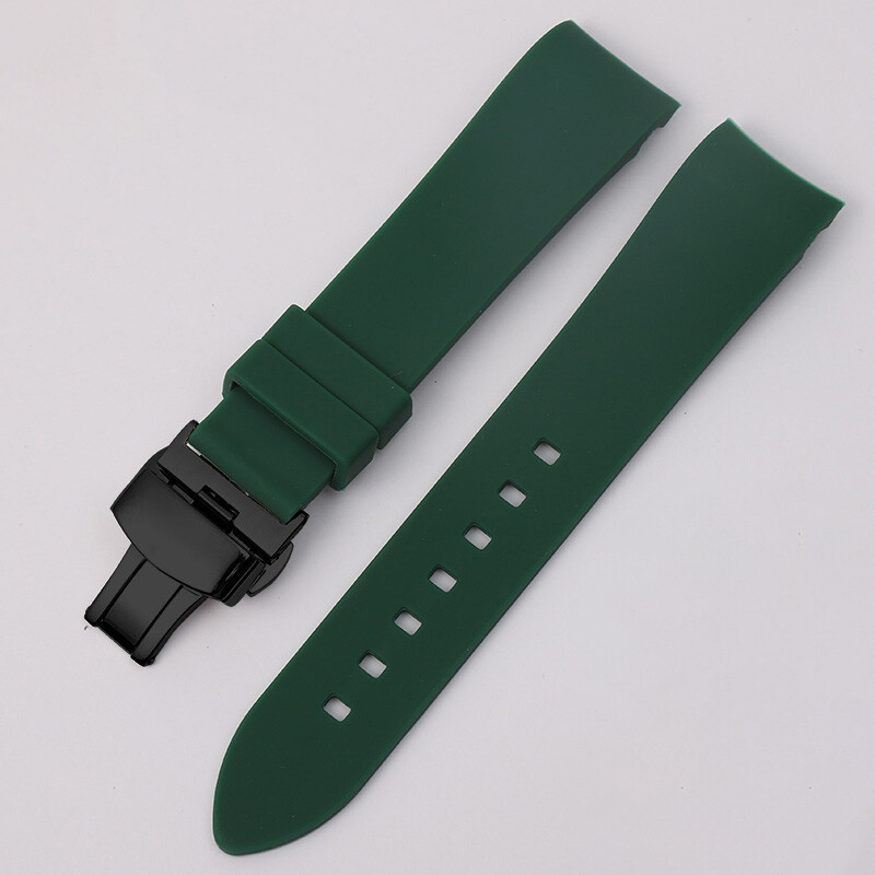 Universal Curved End Silicone Bracelet Waterproof Watch Band Strap 18mm ...