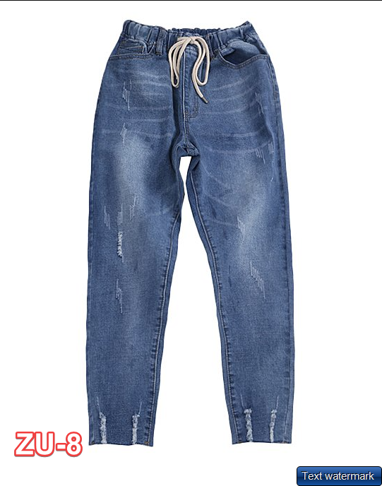 Aslea Rovie | Blue Distressed Tapered Pocket Drawstring Jeans - Women ...