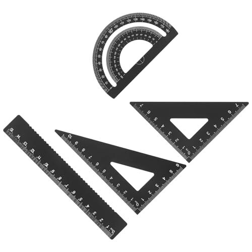 4pcs Geometry Set - [15cm Ruler] Aluminum Alloy Precise Measurement ...