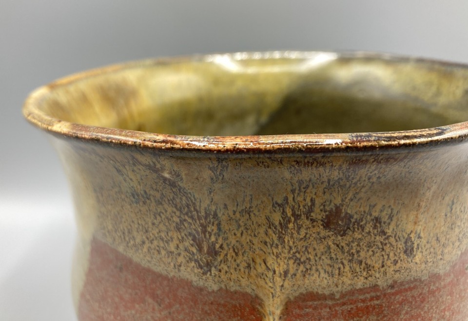 Studio Stoneware Pottery Earthtone Colors Drip Glaze Bowl Signed 6" | eBay