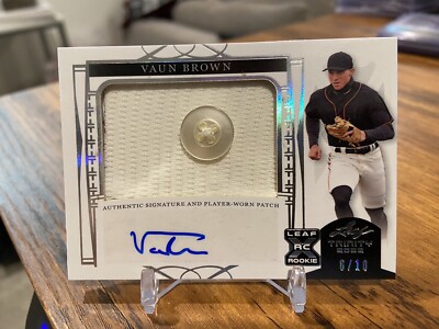 2022 Leaf Trinity Vaun Brown #/10 SSP RPA Rookie Button Patch Auto ...