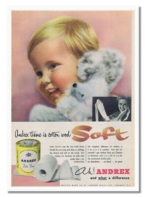Andrex Cotton Wool Soft Inspired By Vintage Advert Toilet Tissue Baby ...