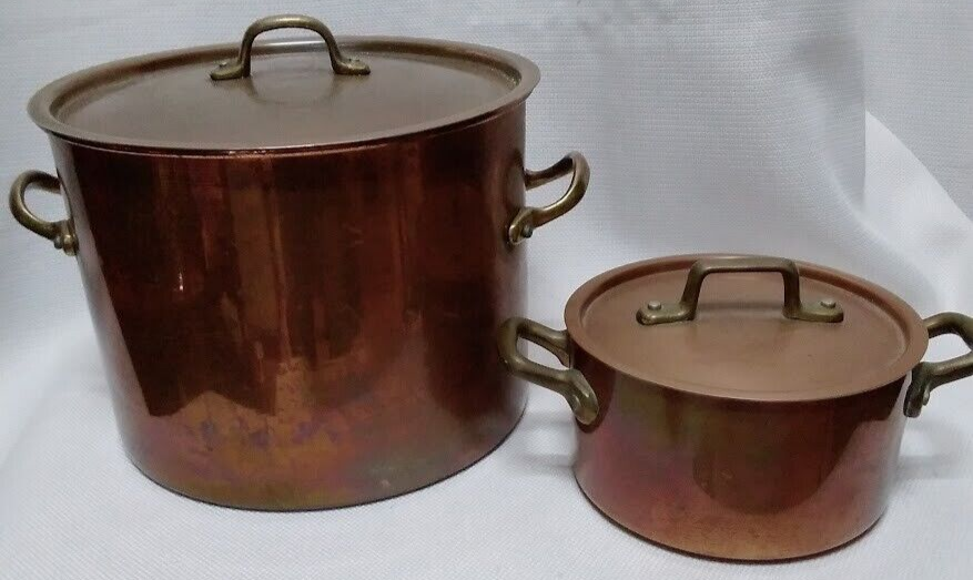 2 Vintage Lined Copper Stock Pots with Lids 7" & 5" | eBay