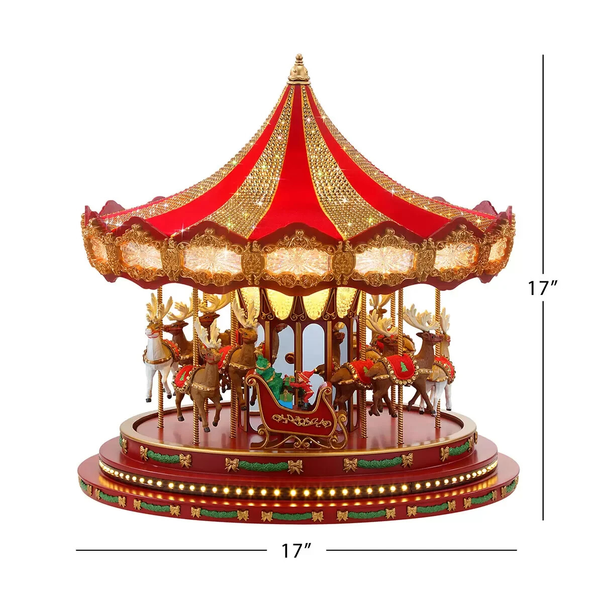 Mr Christmas 17" Marquee Deluxe Carousel Xmas Decorations Plays 20 ...