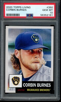 2020 Topps Living Set #350 Corbin Burnes PSA 10 Gem Mint SP Short Print ...