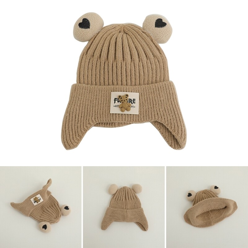 Trendy Toddlers Bonnet Hat Winter Baby with Cartoon Bear Designing | eBay