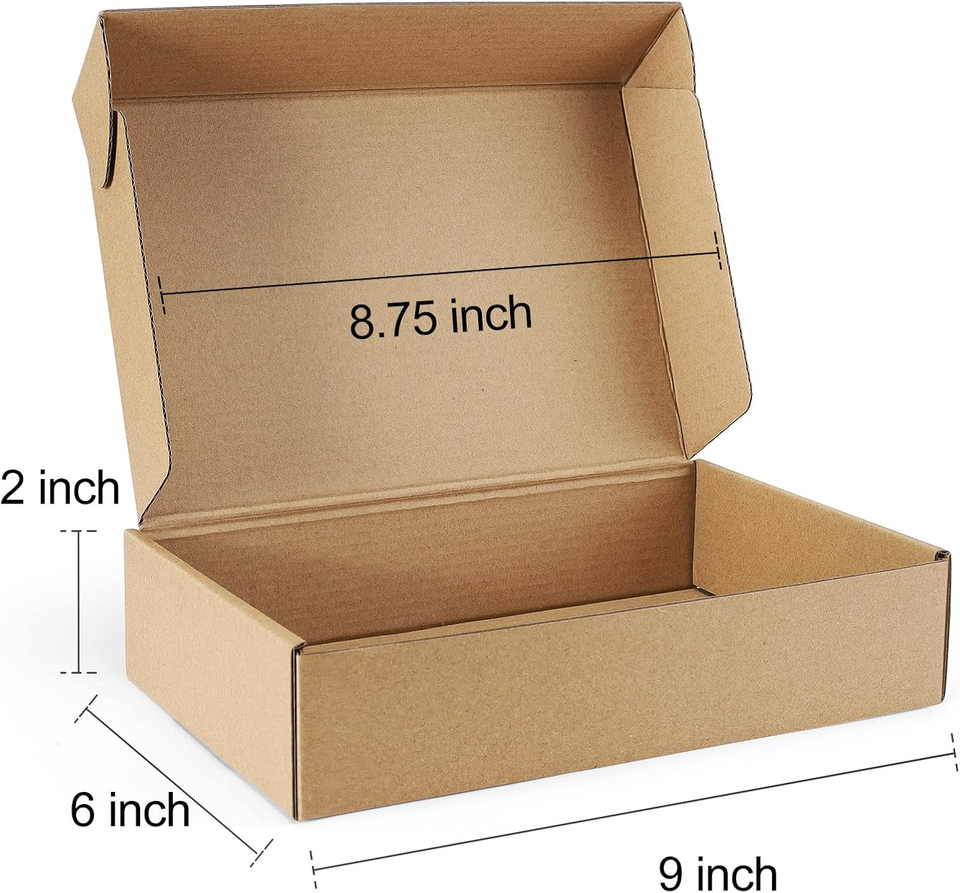 Shipping Boxes 9X6X2 Inches Brown Small Mailing Boxes 25 Pack Cardboard ...