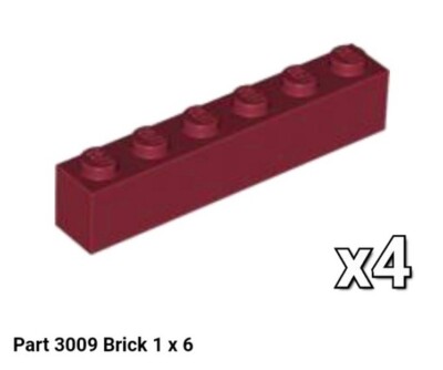 NEW LEGO Parts 3009 DARK RED 1x6 Brick - Lot of 4 - 4541528 4223789 | eBay