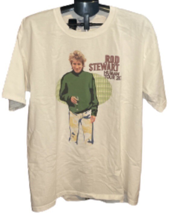 Vintage Rod Stewart Human 2001 White All-Sport Graphi… - Gem