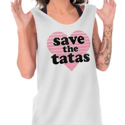 Save The Tatas Breast Cancer Awareness Pink Womens Tank Top Sleeveless ...